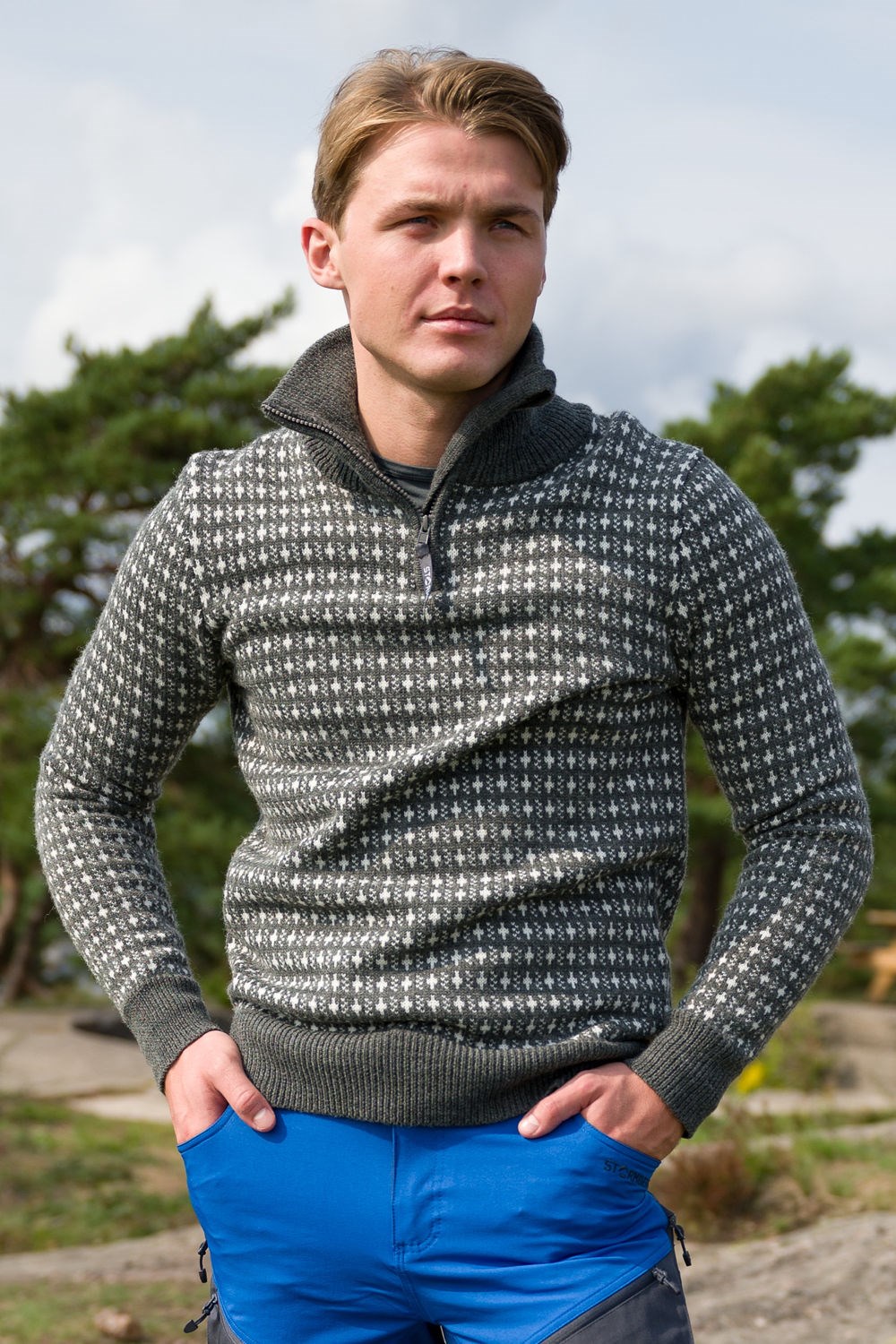 Nordishavet Half Zip ullgenser herre - grå | Stormberg