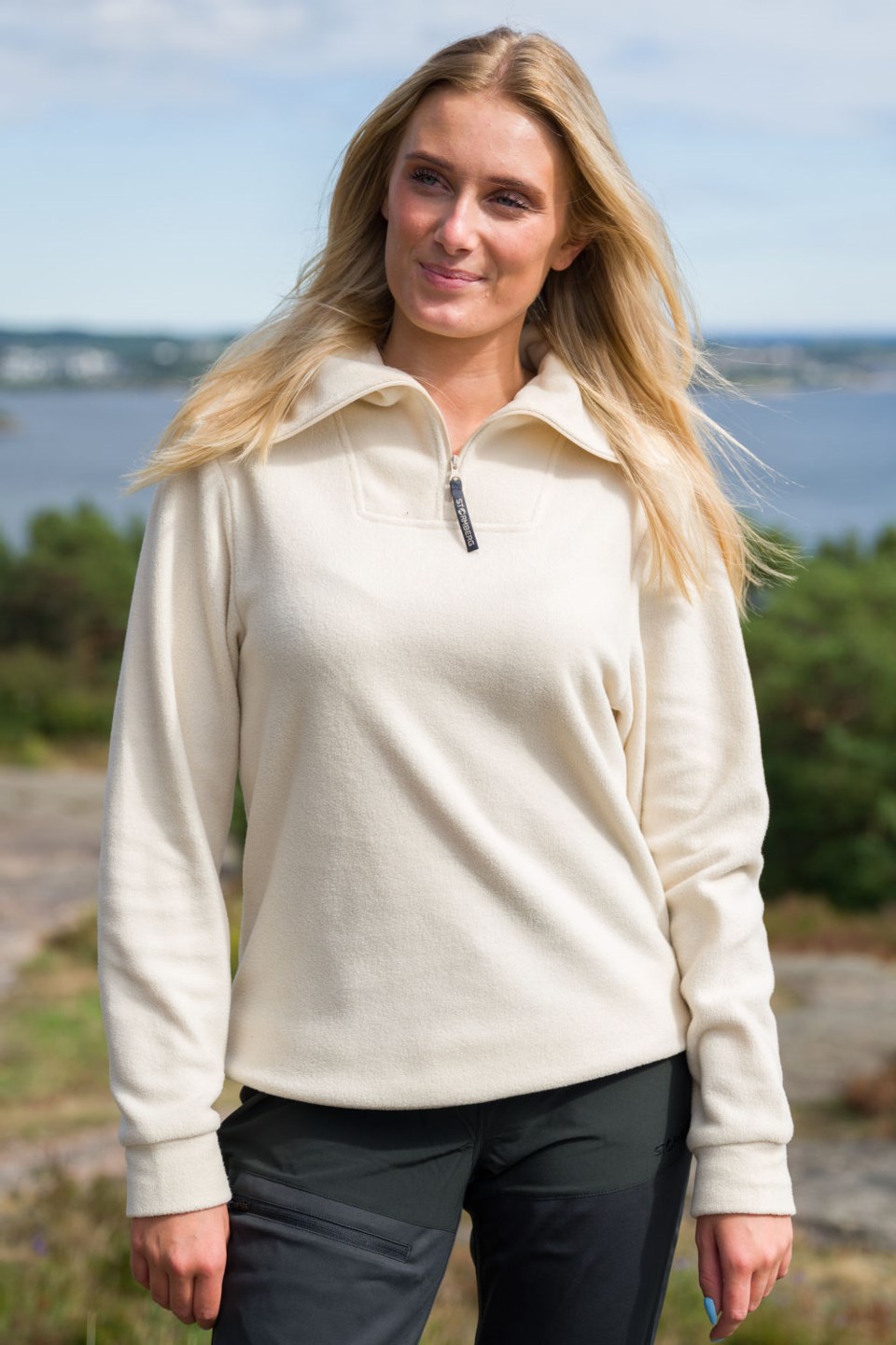 Fjella resirkulert Half Zip genser dame - hvit | Stormberg