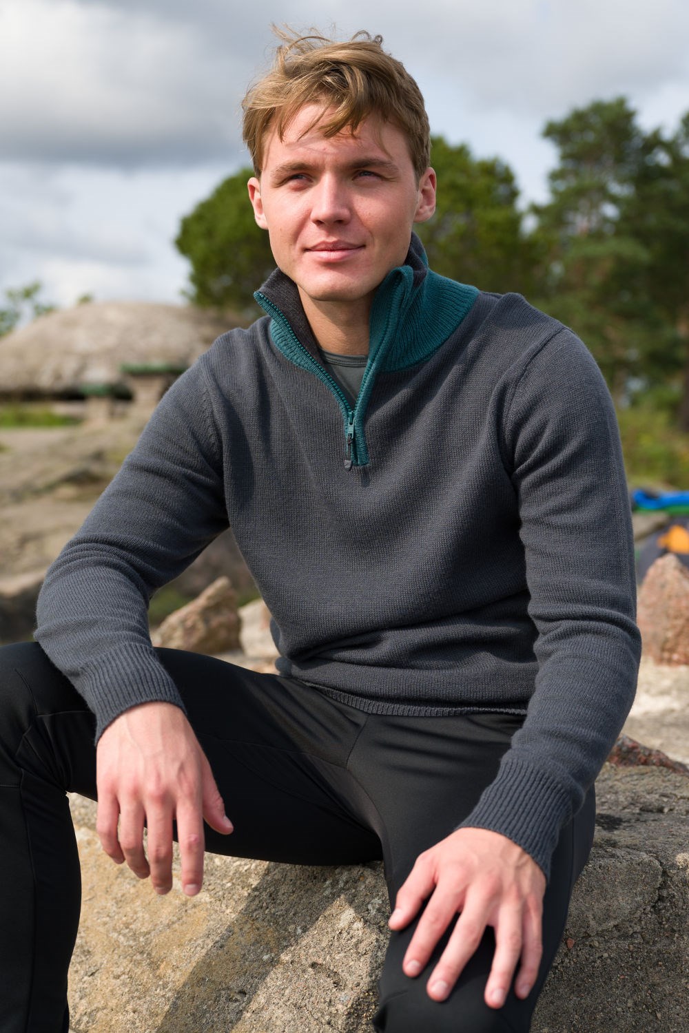 Marka Half Zip strikkegenser herre - grå | Stormberg