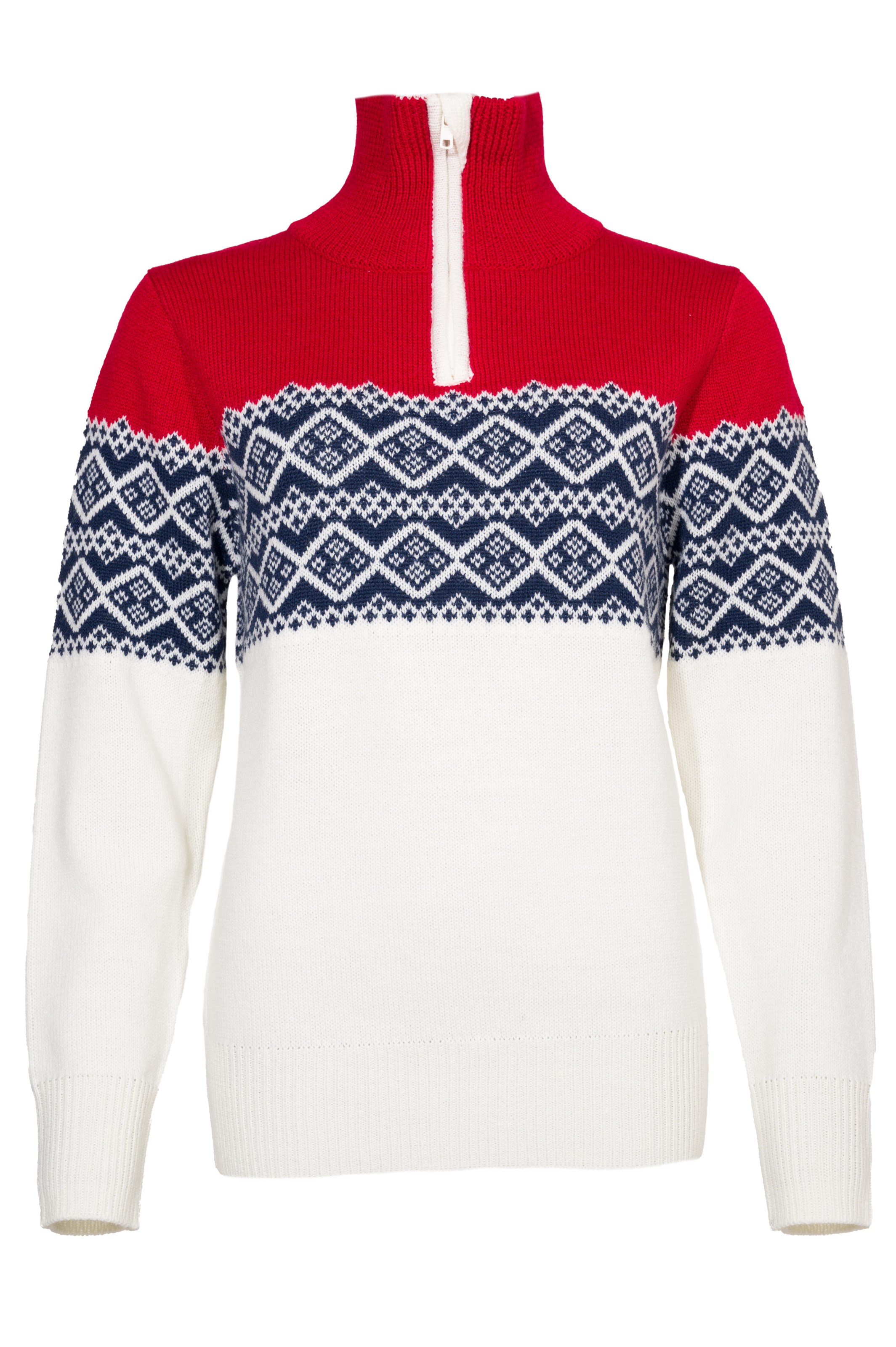 Hardanger Half Zip ullgenser dame - rød / hvit / blå | Stormberg