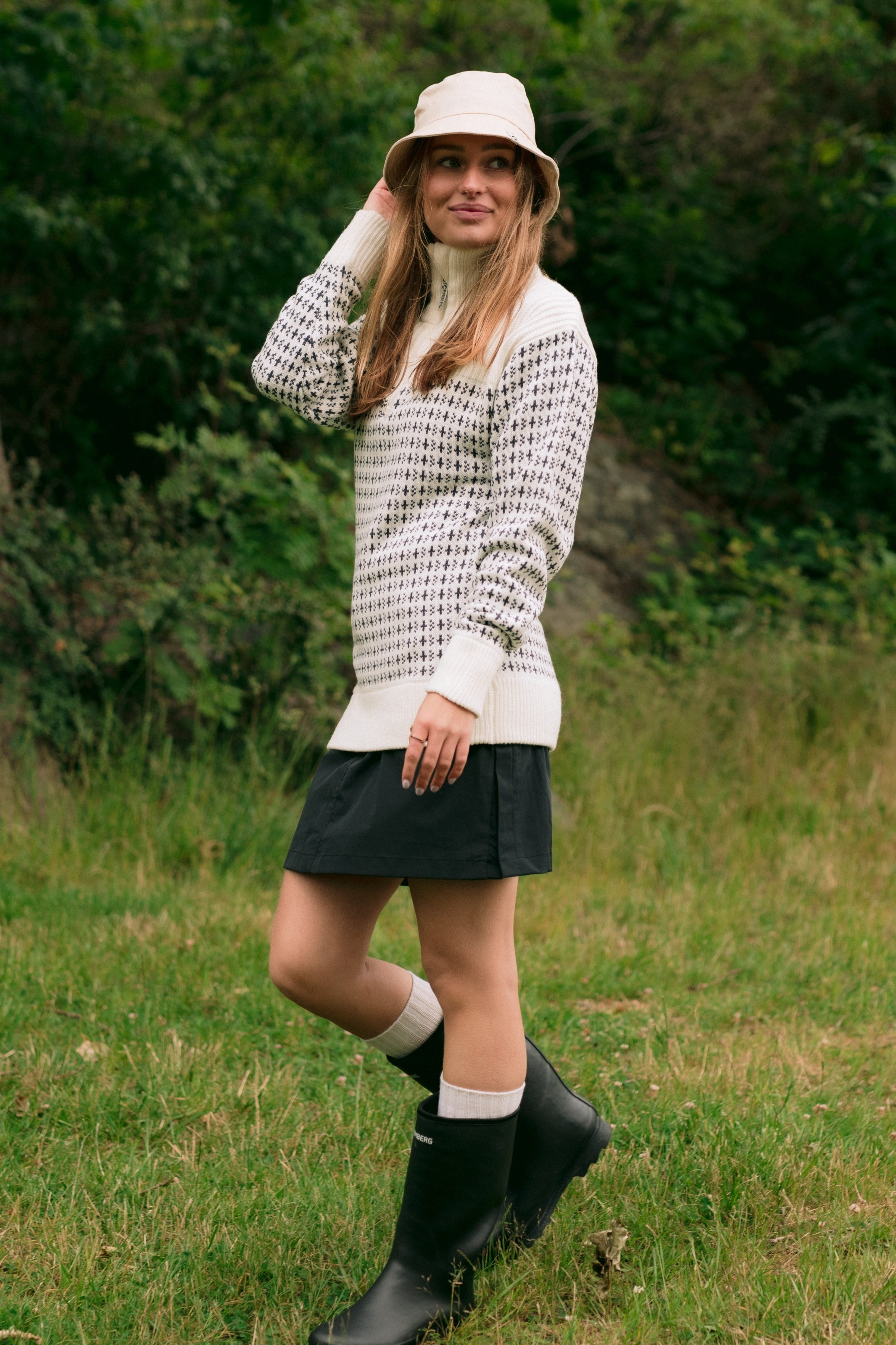 Tøttadalen Islender Half Zip strikkegenser dame - hvit/sort | Stormberg