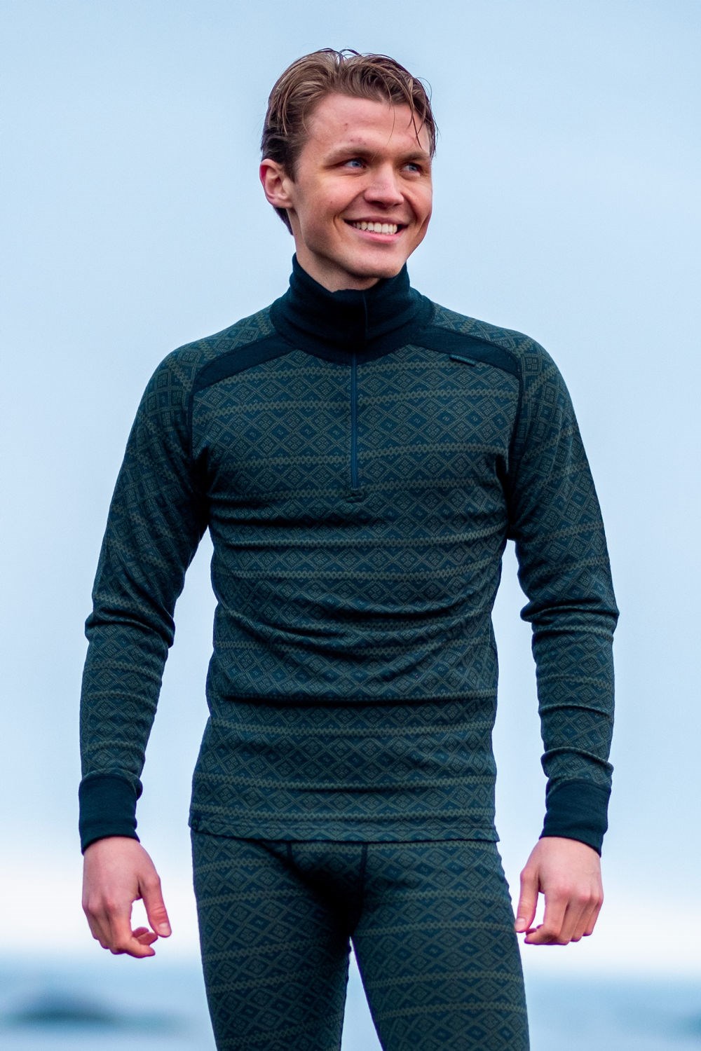 Rauland 2-lags Half Zip ulltrøye herre - grønn | Stormberg